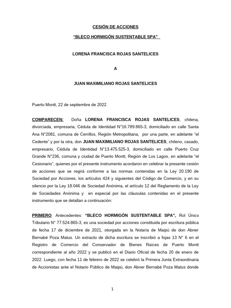 CV Acciones Bleco LRS A MRS | PDF | Compartir (Finanzas)