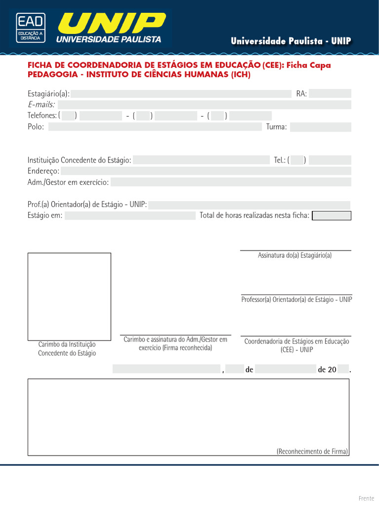 Ficha Capa Creche Unip | PDF