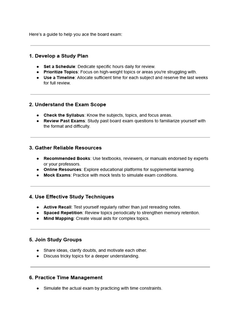 Board Exam Success: Study Guide Tips | PDF | Cognition | Cognitive Science