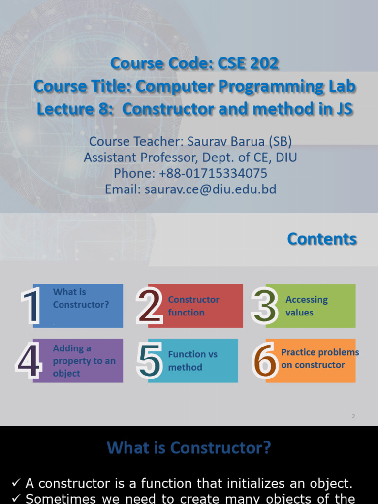 L8. Constructor and Method in JS, CSE 202, BN11 | PDF | Constructor ... L8. Constructor and Method in JS, CSE 202, BN11 | PDF | Constructor ...