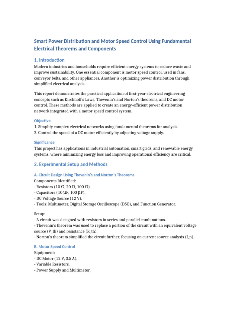 Electrical Project Report | PDF | Electric Motor | Electrical Network