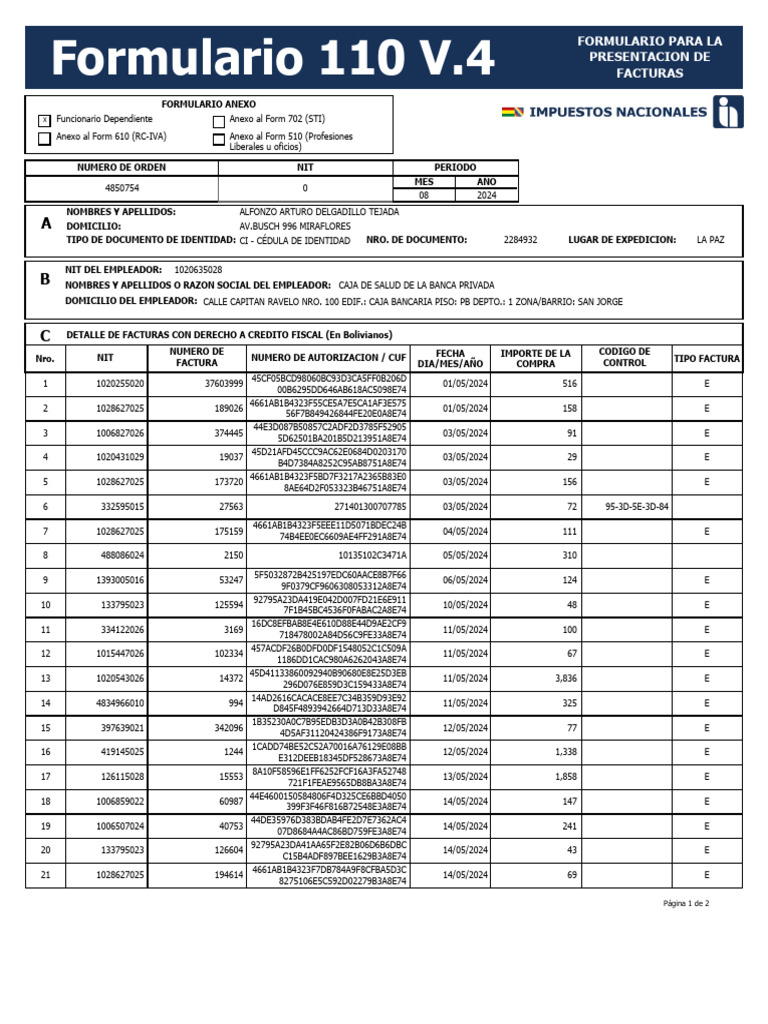Formulario 110 IVA 2024 | PDF