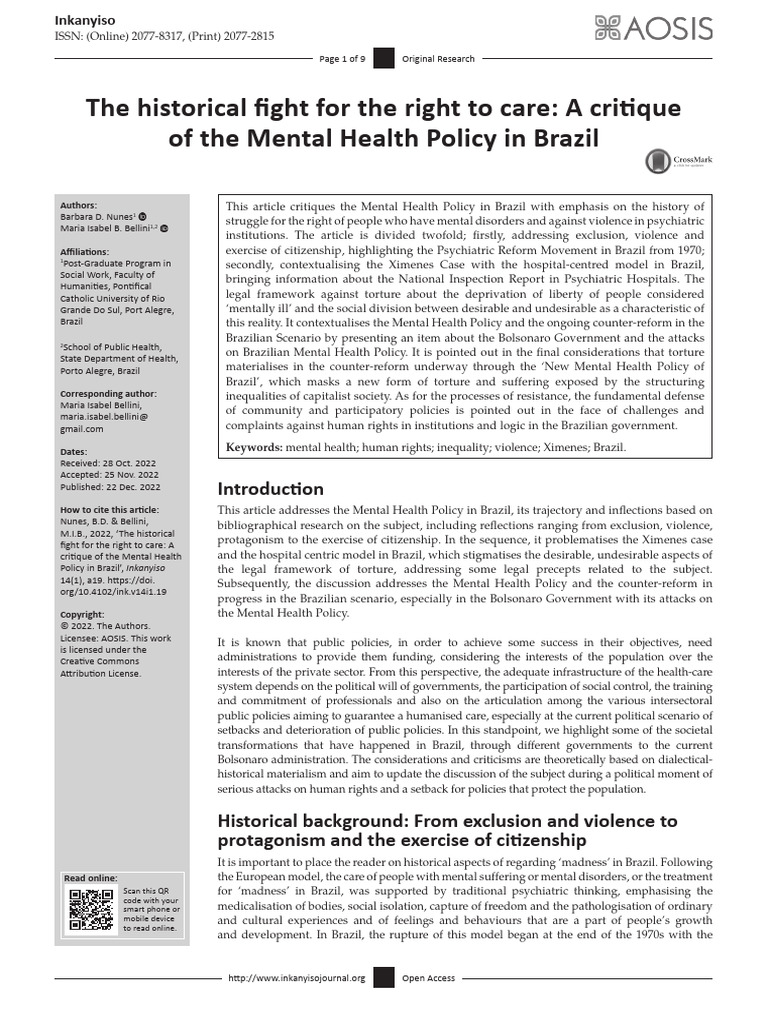 The Historical Fight For The Right To Care A Critique of The d9q4sx5t ...