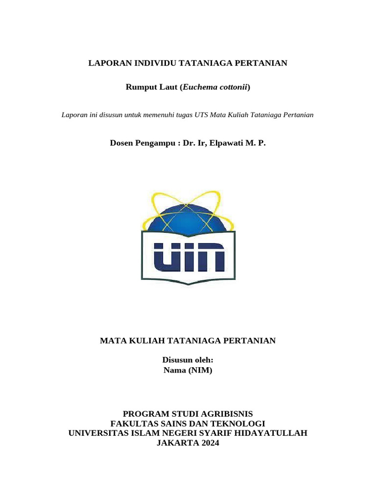 Template Laporan UTS Tataniaga Pertanian | PDF