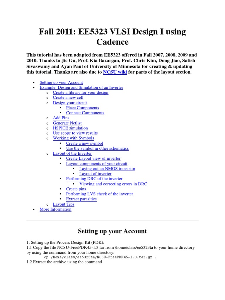 Cadence Tutorial | PDF | Spice | Mosfet