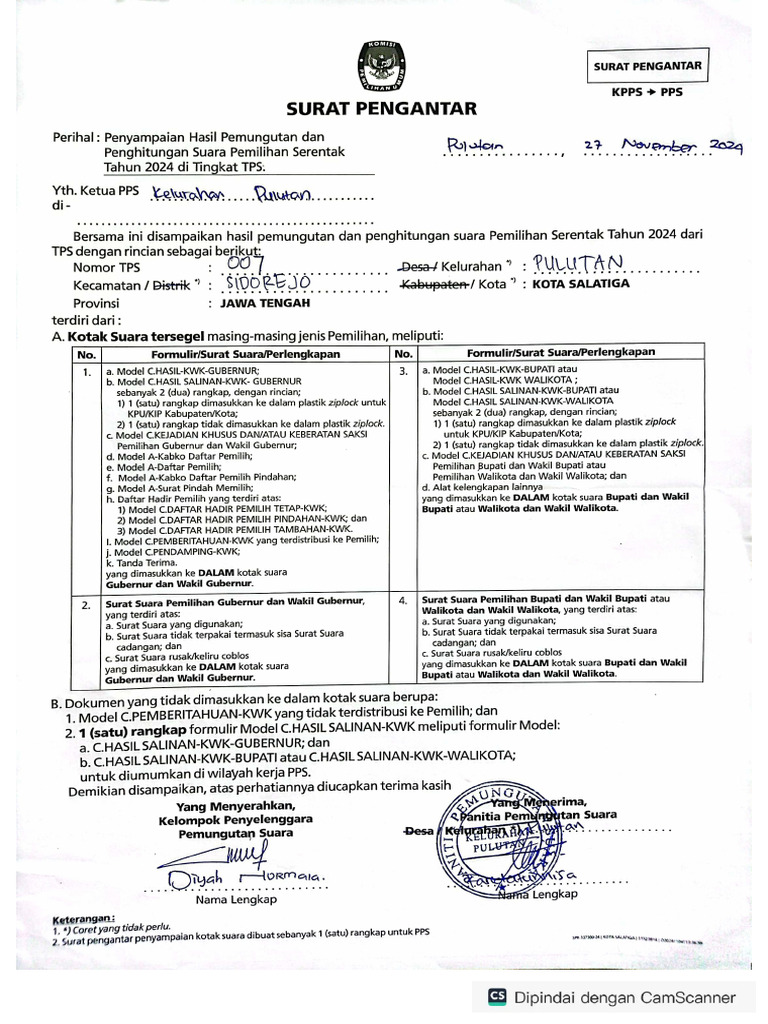 Contoh Surat Pengantar KPPS Ke PPS | PDF