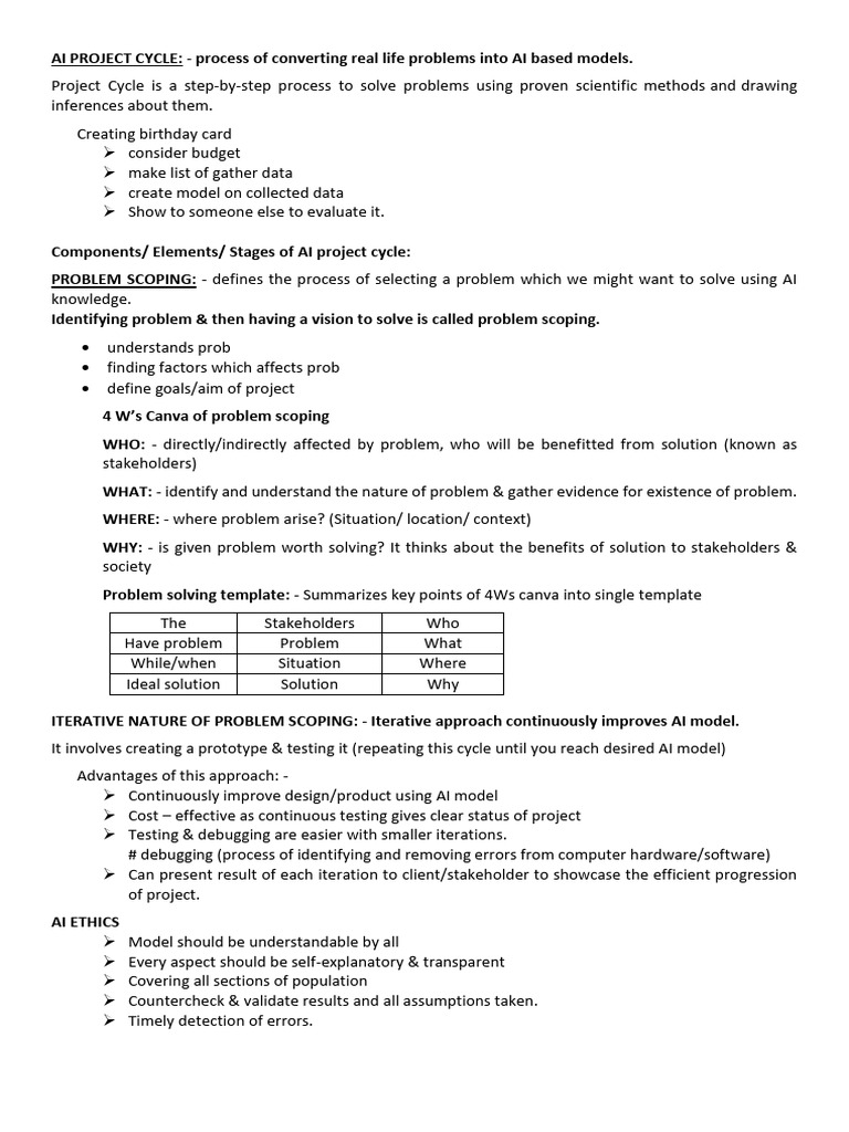 9 Ai Project Cycle Notes Pdf Artificial Intelligence Intelligence