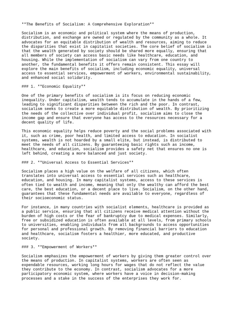 Key Benefits of Socialism Explained | PDF | Socialism | Poverty ...