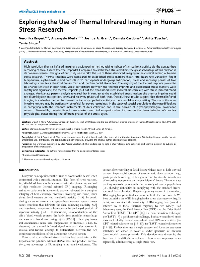 Exploring The Use of Thermal Infrared Imaging in Human Stress Research ...