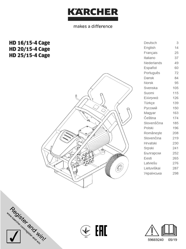 Manual Karcher Español HD 25-15-4 | PDF | Bomba | Agua
