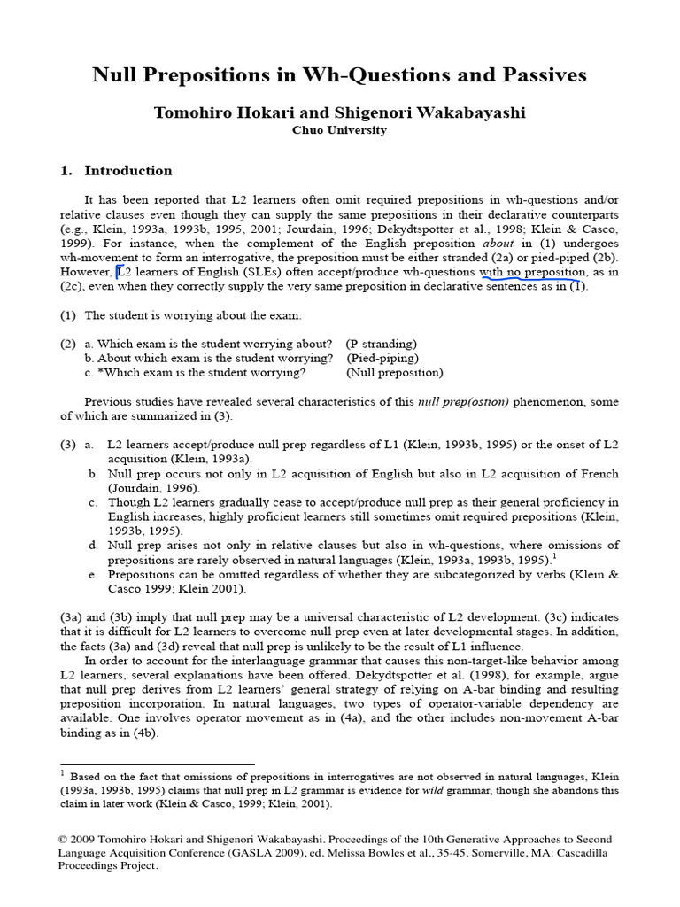 Null Prepositions in Wh-Questions and Passives | PDF | English Language ...