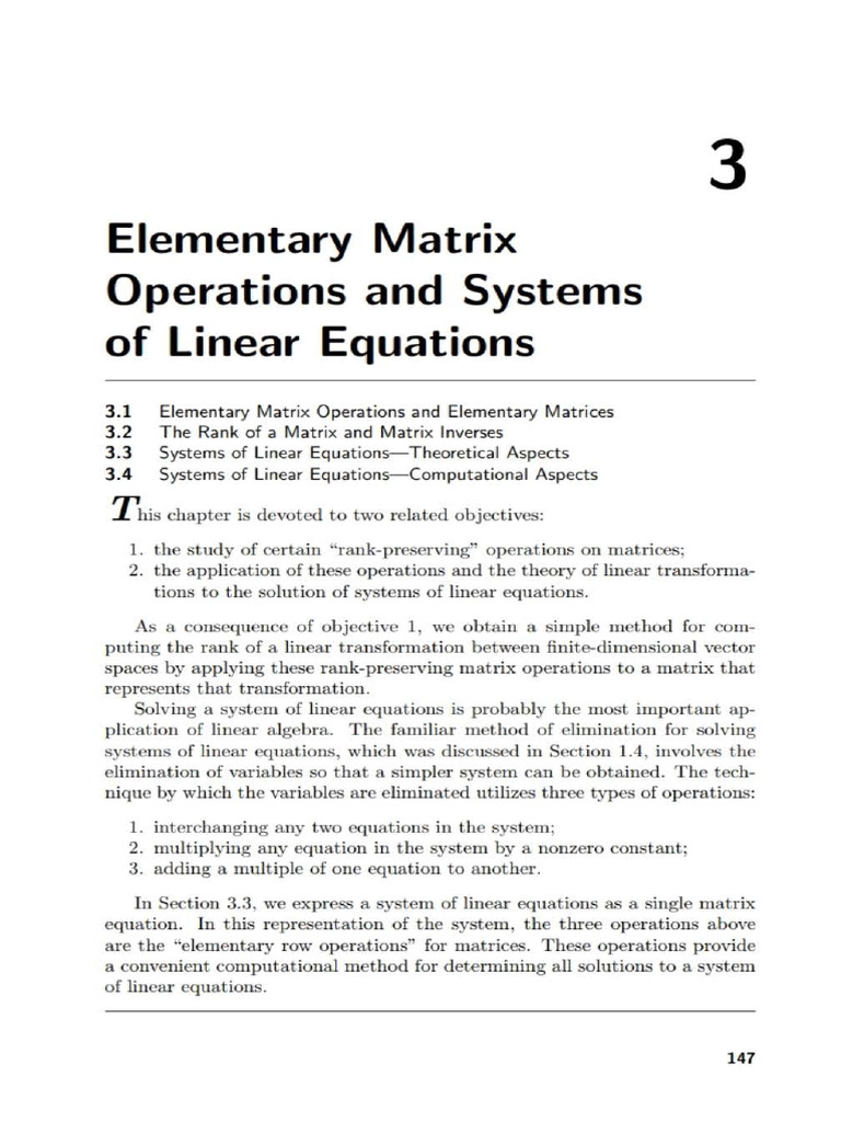 Elementary Matrix Operations and Systems of Linear Equations | PDF | Matrix (Mathematics ...