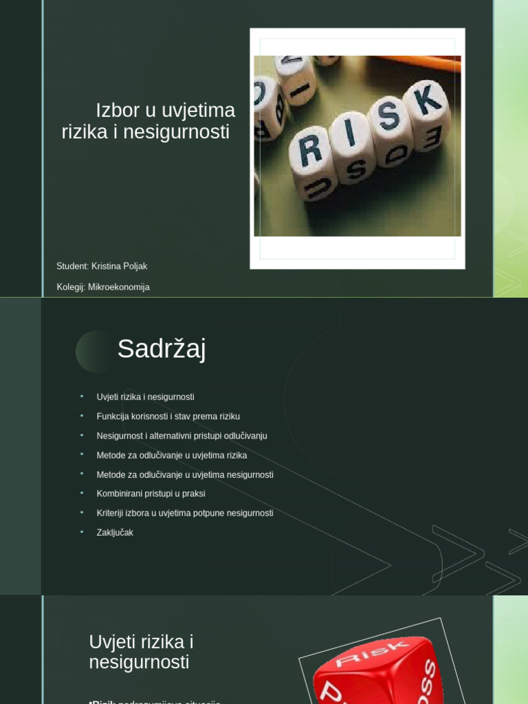Izbor U Uvjetima Rizika I Neizvjesnosti | PDF