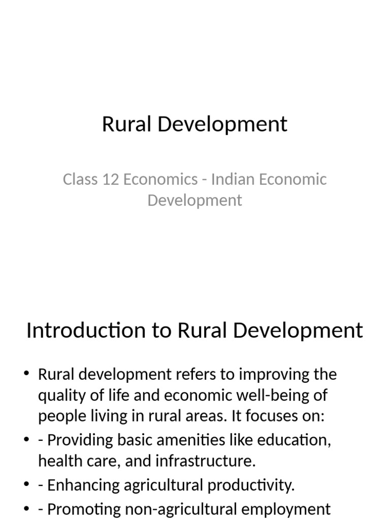 Rural Development Class 12 | PDF