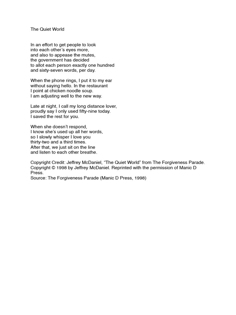 Quiet World For MYP 3 | PDF