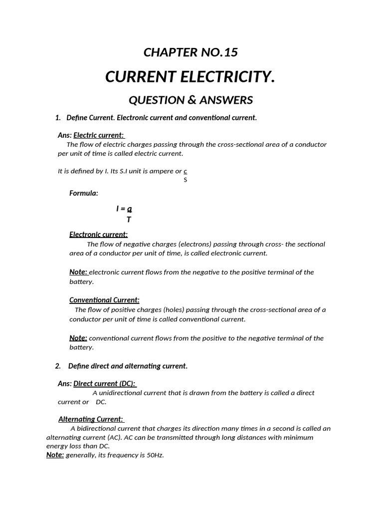 Chap No.15 Current Electricity. | PDF | Electrical Resistance And ...