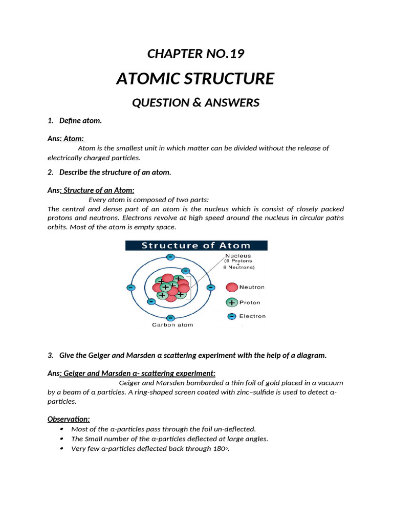 Overview of Atomic Structure Concepts | PDF | Atoms | Atomic Nucleus