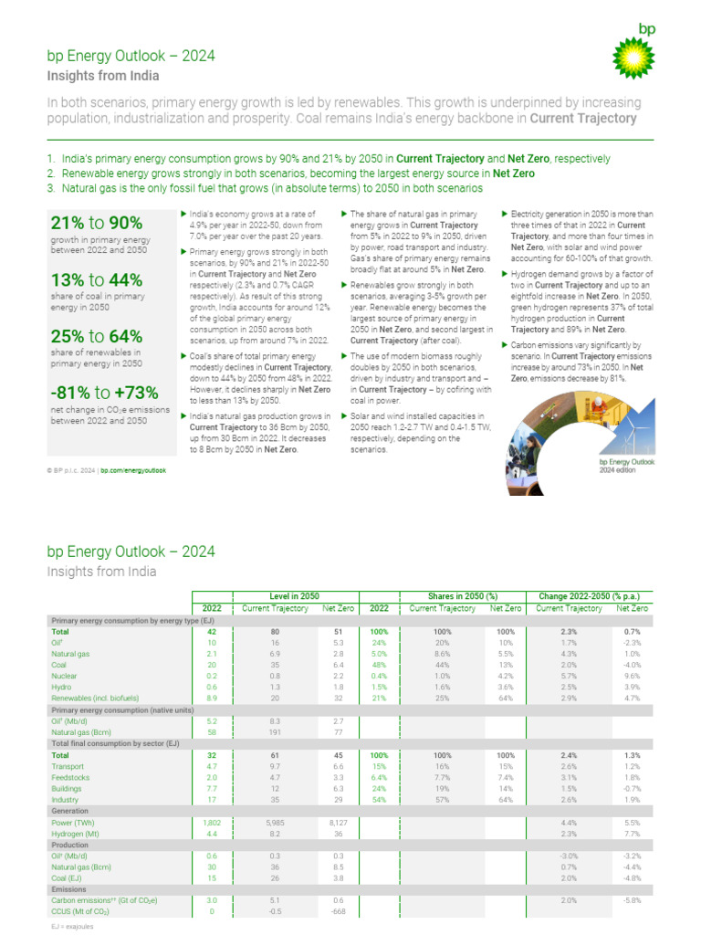 BP Energy Outlook 2024 Country Insight India | PDF | Renewable Energy | Petroleum