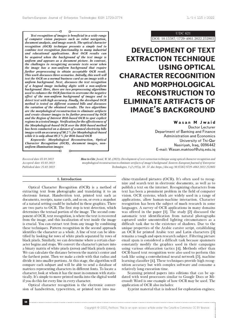 Development of Text Extraction Technique 3acb33e9 | PDF | Optical Character Recognition | Computing
