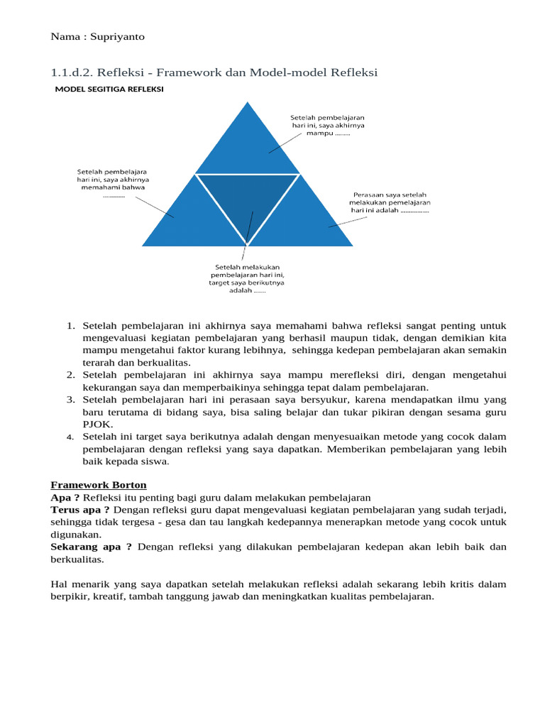 1.1.d.2 Framework Dan Model Refleksi | PDF