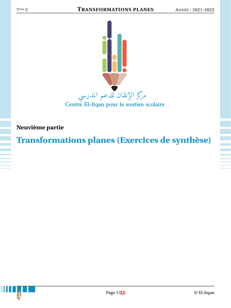 Transformations Planes 7C Exercices de Synth Se | PDF | Triangle | Angle