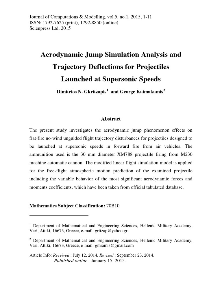 Supersonic Projectile Trajectory Analysis | PDF | Mechanics | Applied ...