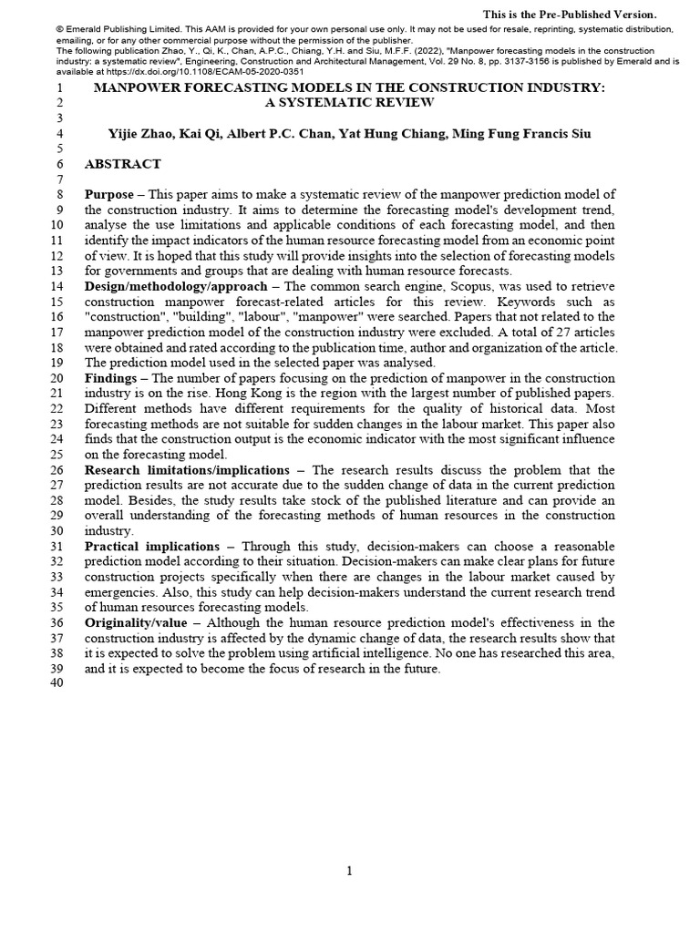 Manpower Forecasting Model Pdf Time Series Forecasting