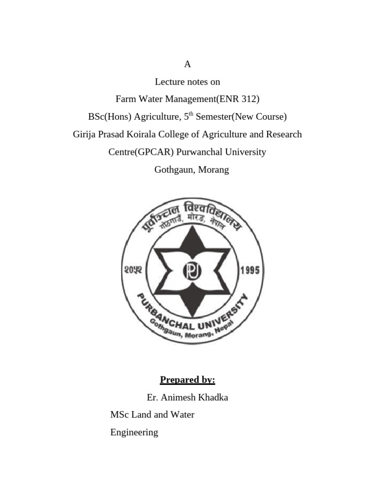 Farm Water Management Lecture Notes | PDF | Soil | Agriculture