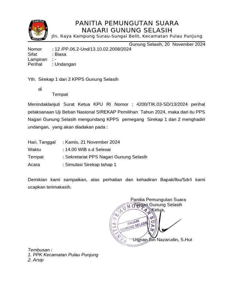 Undangan Simulasi Sirekap Pilkada 2024 | PDF