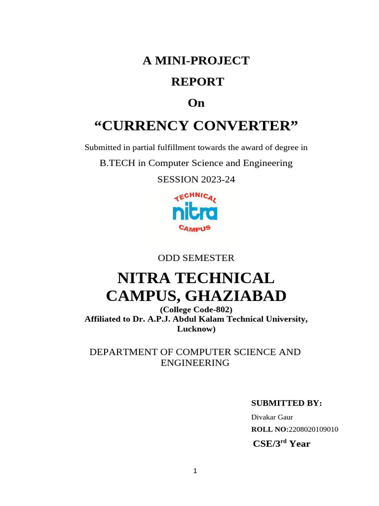 Currency Converter Project | PDF | Foreign Exchange Market | Exchange Rate