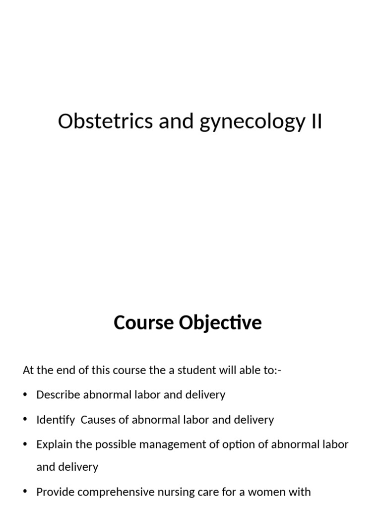 Obstetrics and Gynecology II | PDF