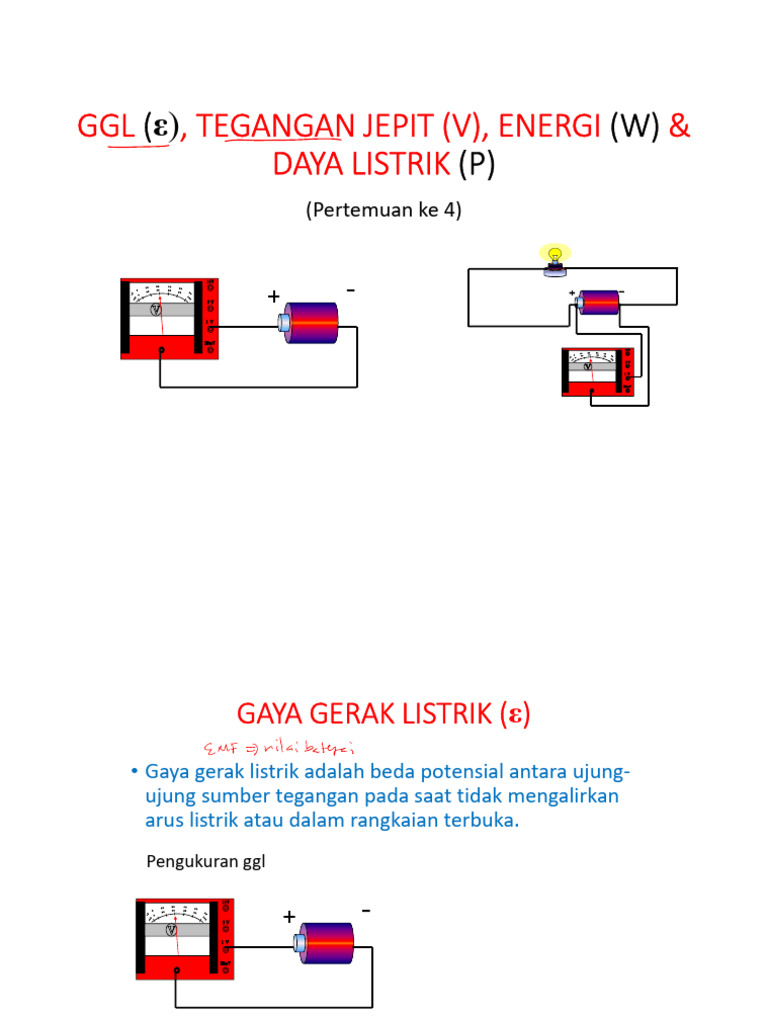 4. GGL (ε), TEGANGAN JEPIT (V), ENERGI DAN DAYA LISTRIK | PDF