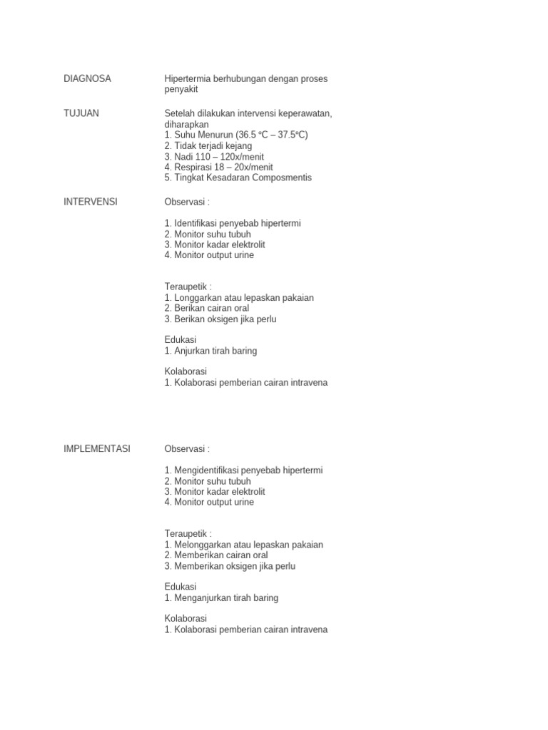 Diagnosa Hipertermi | PDF