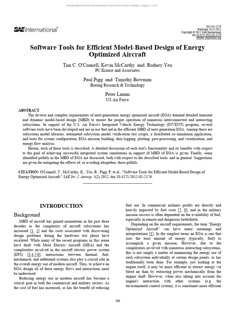 Software Tools For Efficient Model-Based Design of Energy Optimized Aircraft | PDF | Simulation ...