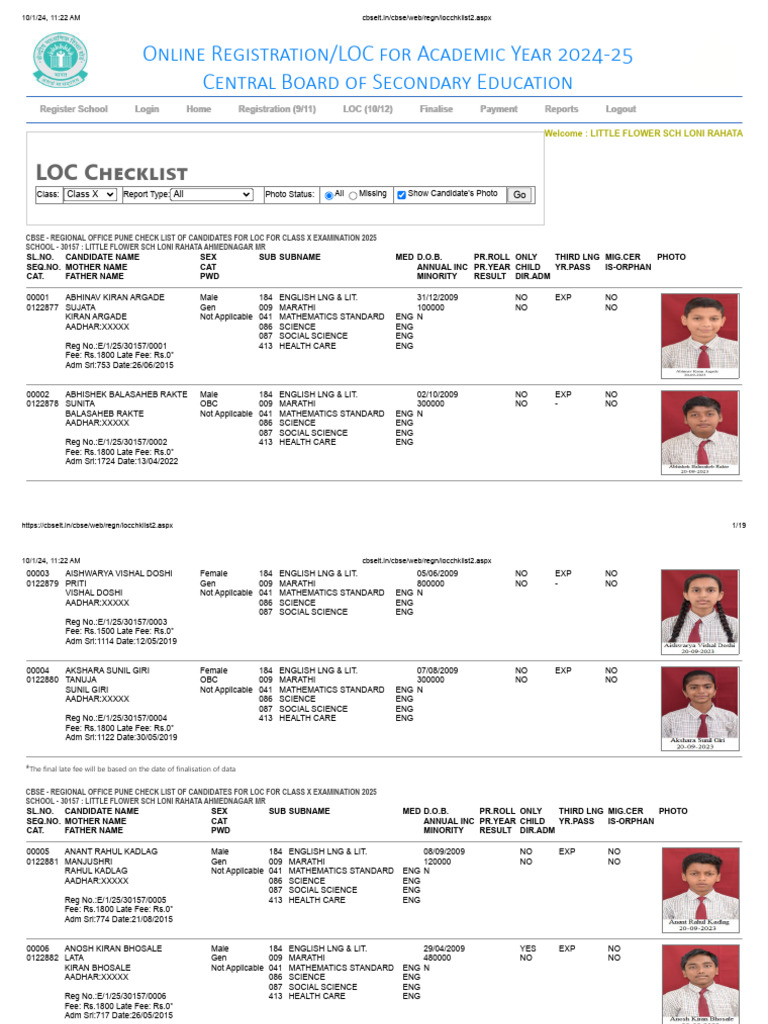Cbseit - in Cbse Web Regn Locchklist2.Aspx | PDF | Secondary Education | Student Assessment And ...