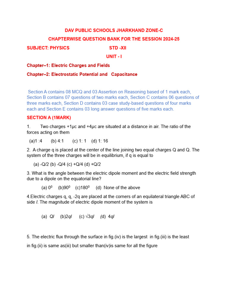 Chapterwise Physics Question Bank 2024-25 | PDF | Inductor | Atomic Nucleus