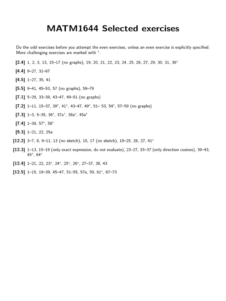 MATM1644 Selected Exercises | PDF