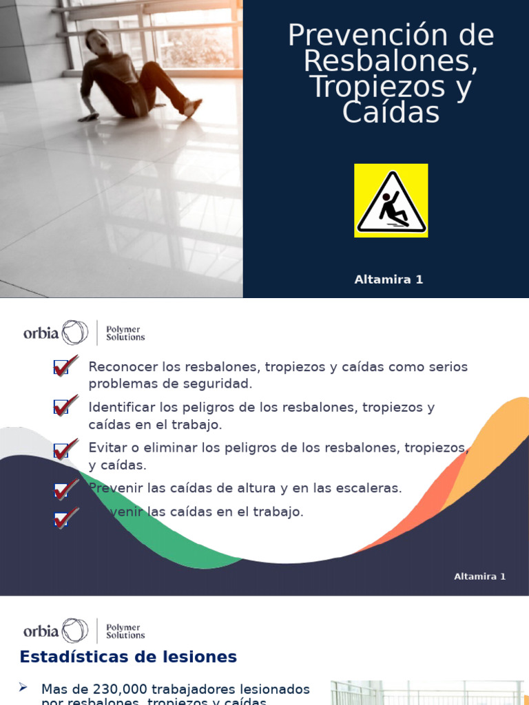 Platica Prevención de Resbalones, Tropiezos y Caídas ORBIA | PDF