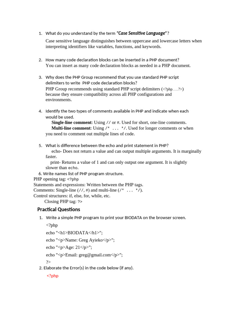 Php Chapter 2 Assignment Pdf Php Parameter Computer Programming