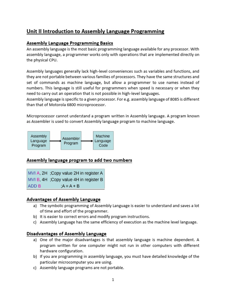 Unit II Assembly | PDF | Assembly Language | Computer Program