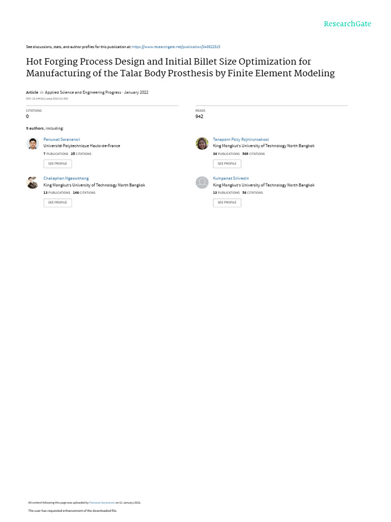 Forging Billet Study | PDF | Forging | Finite Element Method
