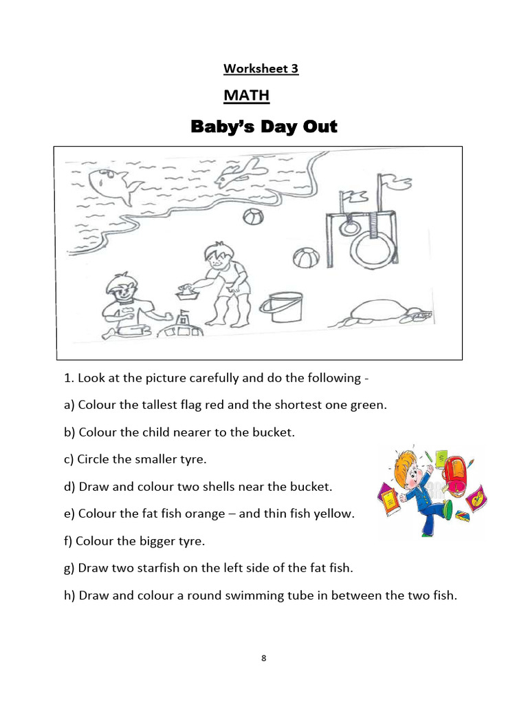 CBSE Class 1 Maths Practice Worksheetss (108) - Baby's Day Out | PDF