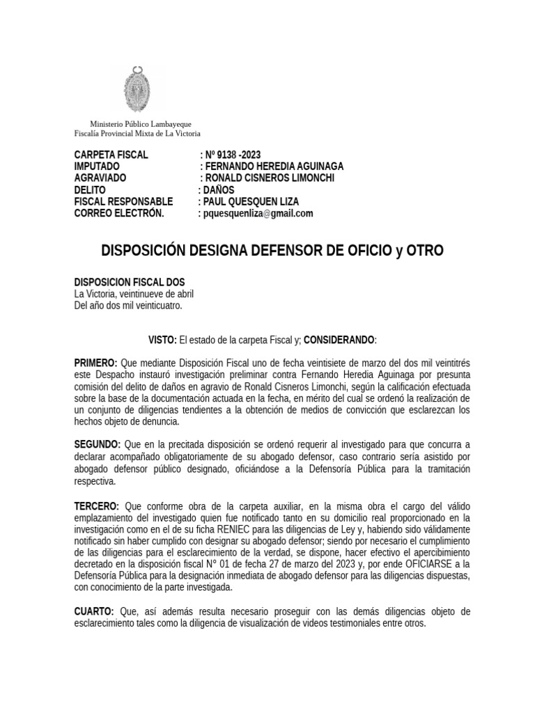Designa Abogado Defensor | PDF | Fiscal | Abogado