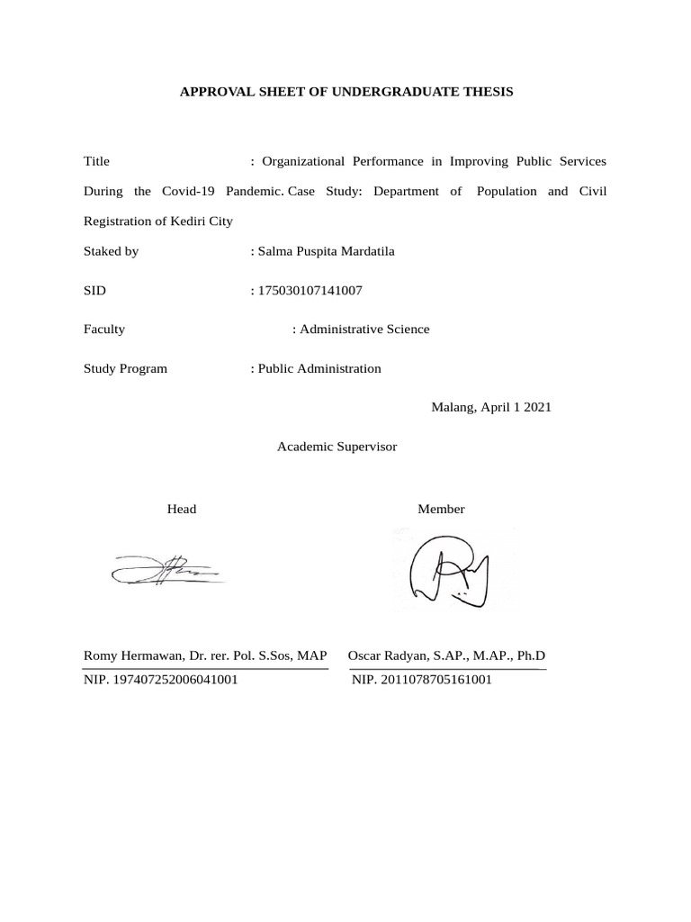 Salma - Approval Sheet of Undergraduate Thesis | PDF