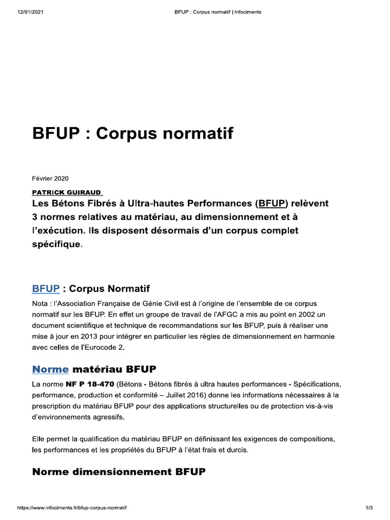 Infociment - BFUP - Corpus Normatif 2020 | PDF