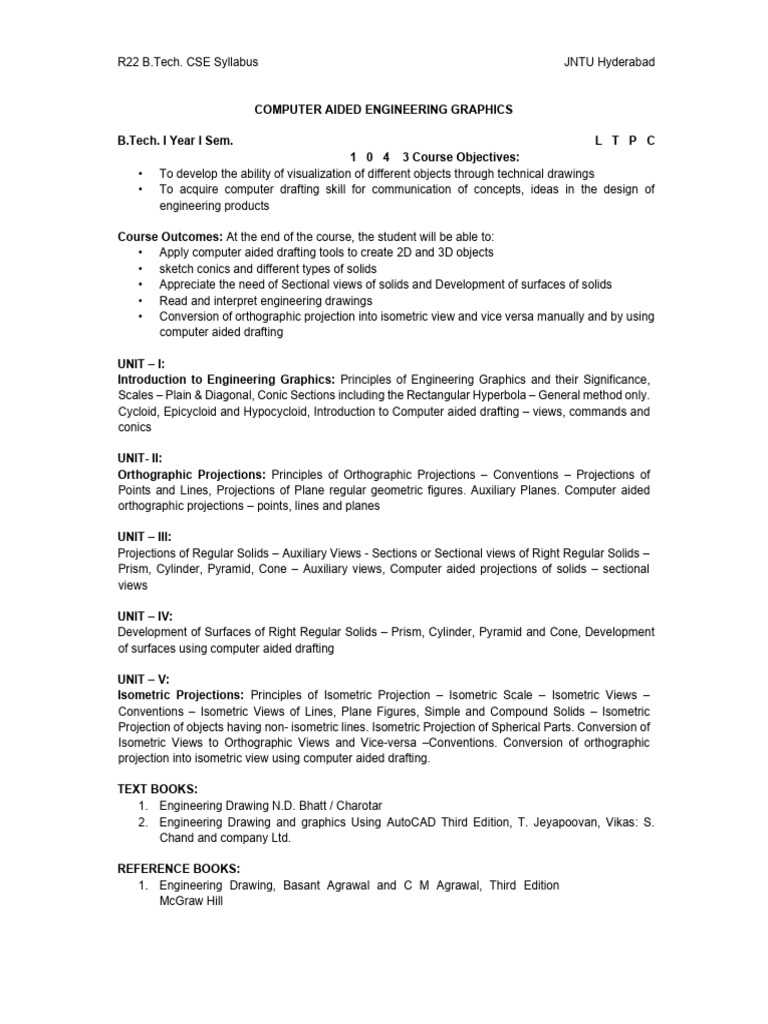 Syllabus Copy For R22 Regulation Jntuh | PDF | Computer Aided Design ...