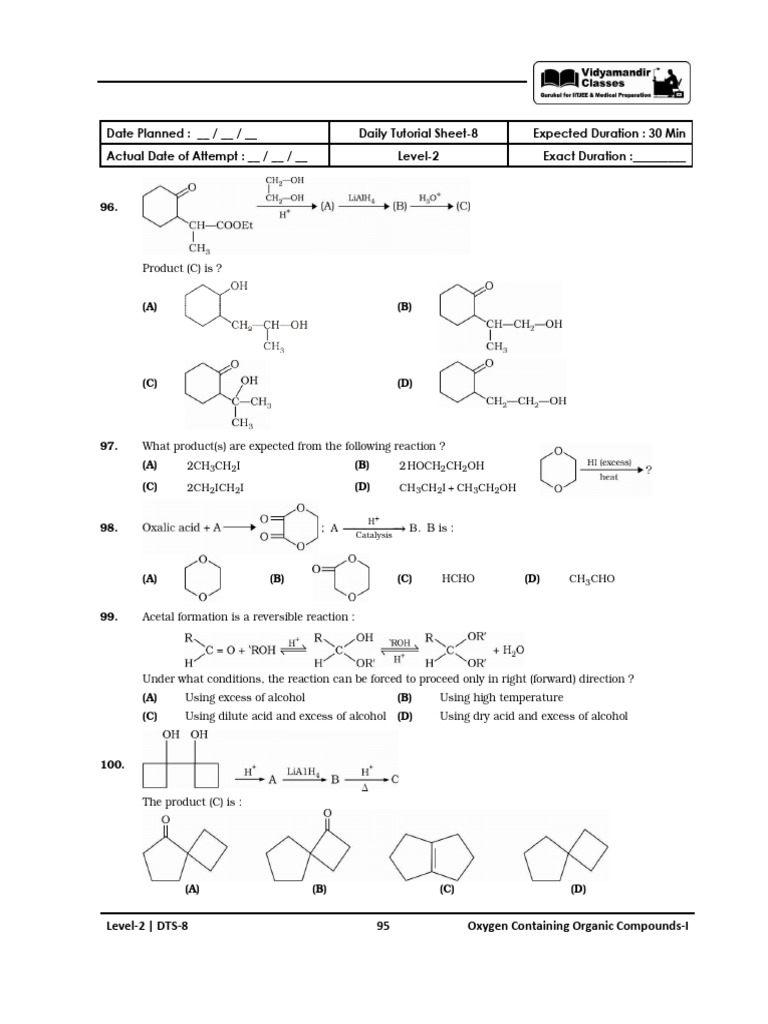 Oxygen Containing Organic Compound-I - DTS 8 | PDF | Ether | Chemical ...