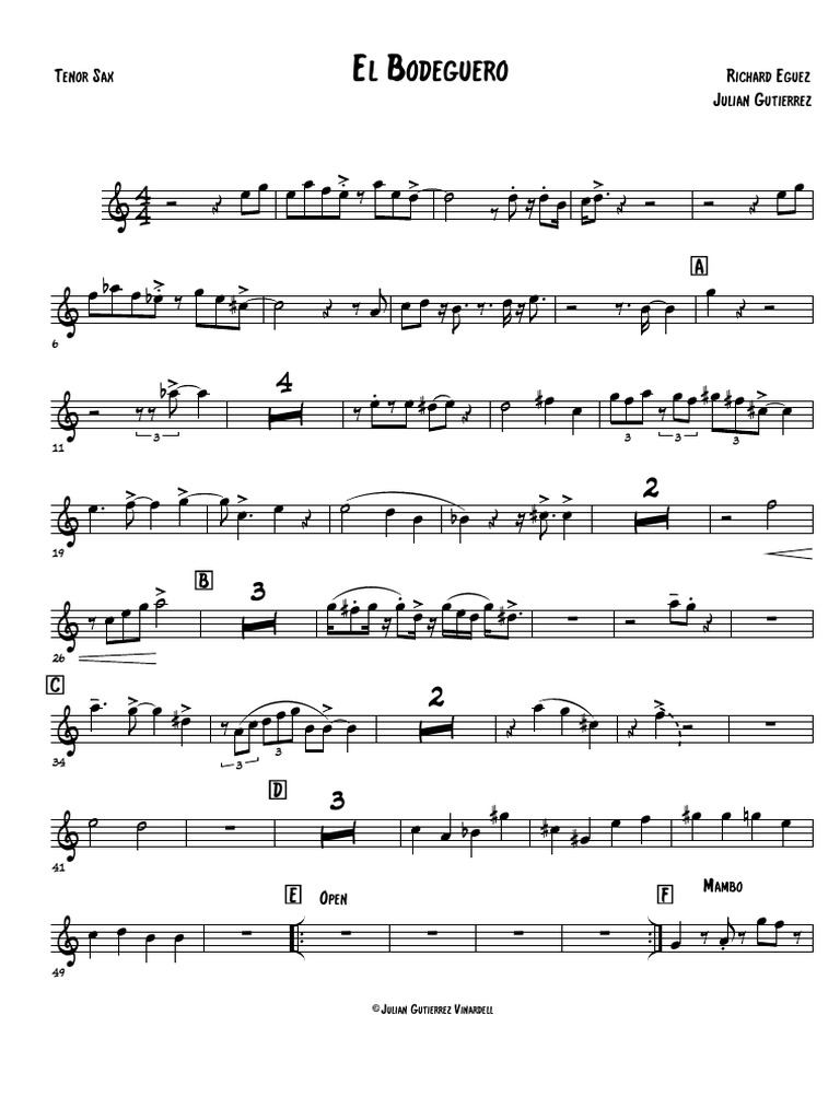 El Bodeguero Tenor Sax Udem | PDF