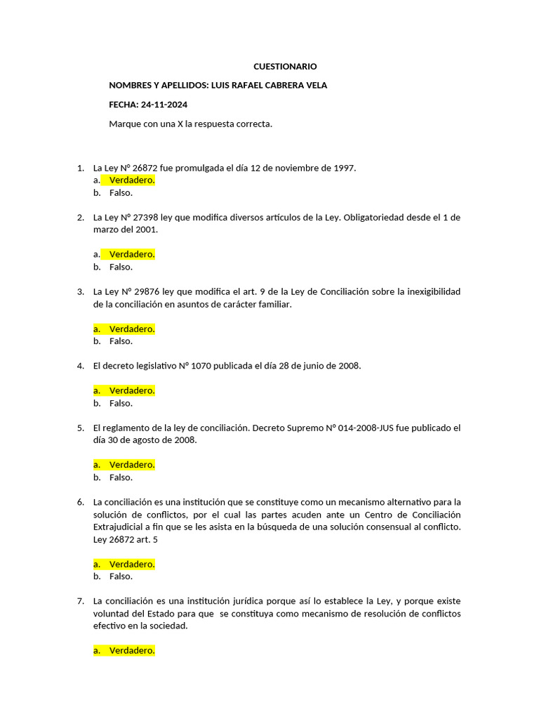 Cuestionario Marco Legal 2 - Luis Cabrera Mod 6 | PDF