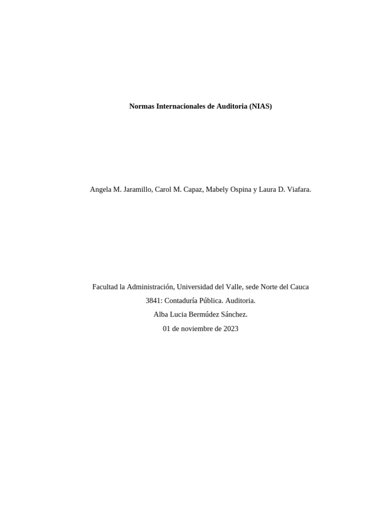 Normas Internacionales de Auditoría (NIAS) | PDF | Auditoría | Contador